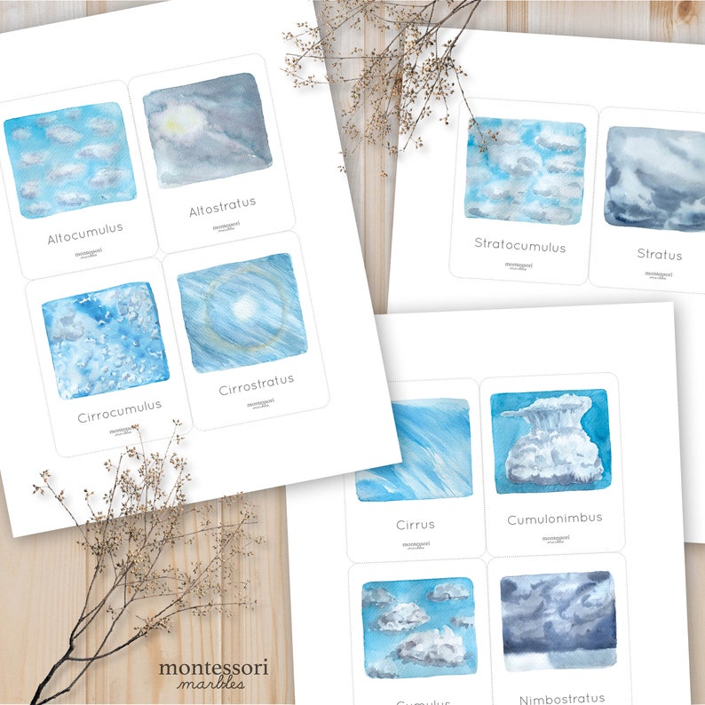 CLOUD Flash Cards Types of Cloud Learn About Weather - Etsy