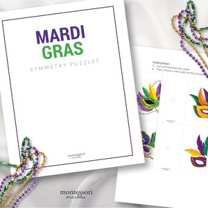 MARDI GRAS Symmetry Matching Puzzle Montessori Inspired - Etsy