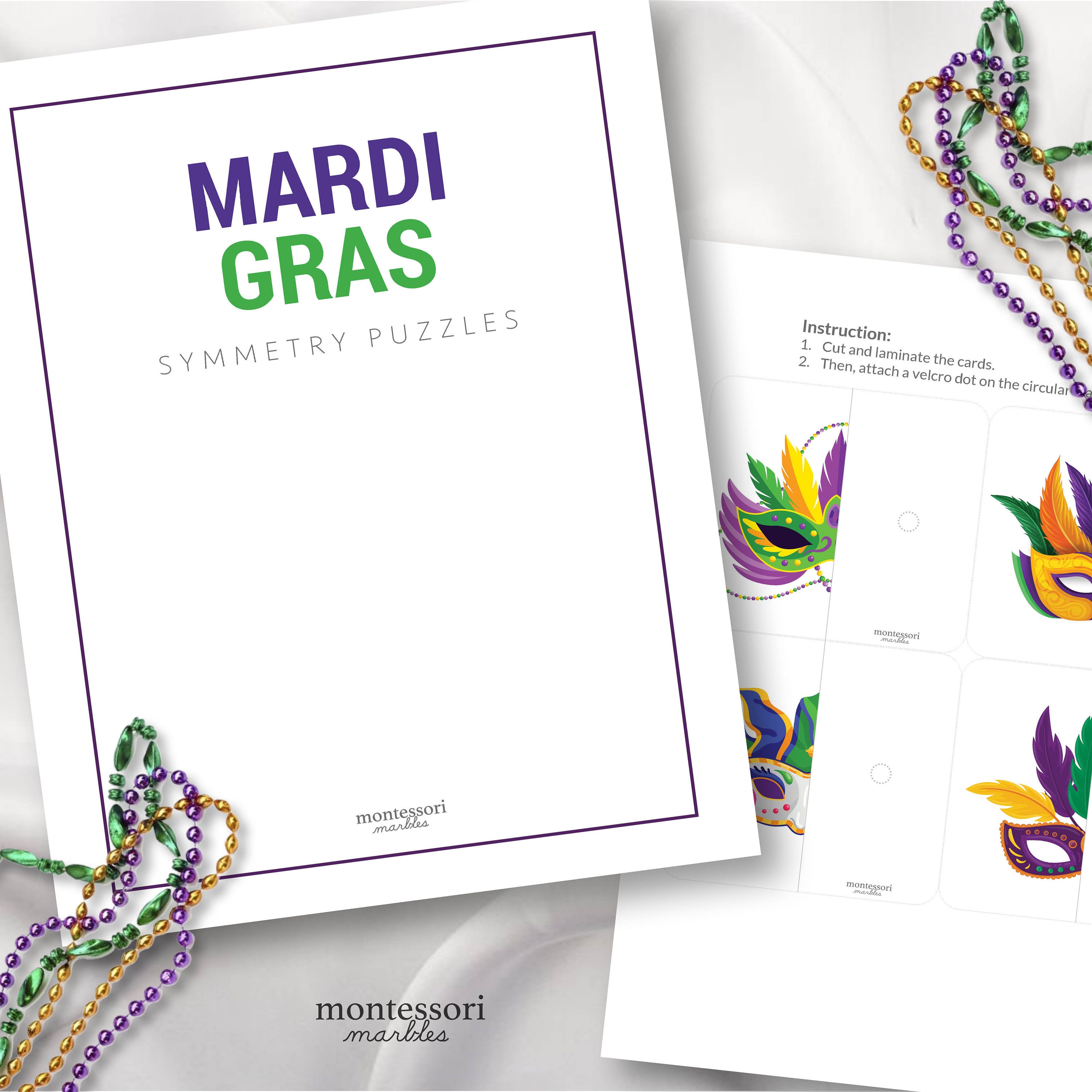 MARDI GRAS Symmetry Matching Puzzle Montessori Inspired - Etsy