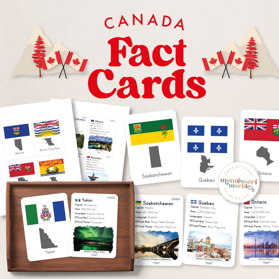 CANADA Fact Cards | Montessori Inspired Printable | Learn Name of ...