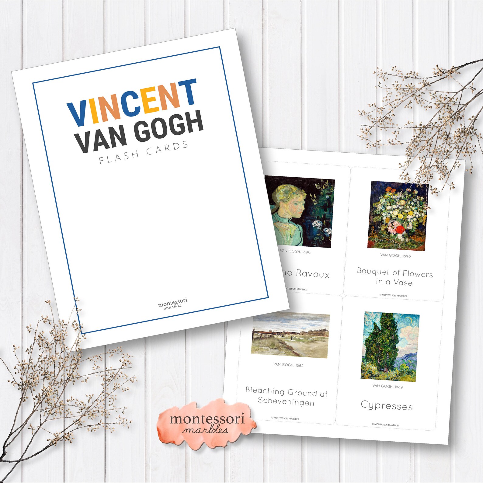 Vincent Van Gogh Flash Cards Famous Artists Famous | Etsy