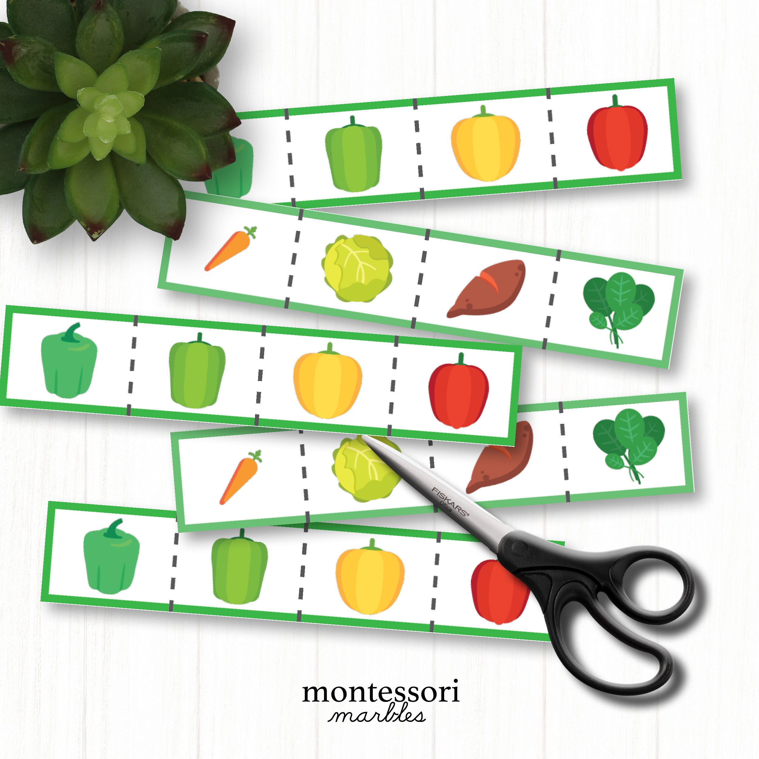Vegetable Cutting Strips for PreK and Kindergarten Printable | Etsy