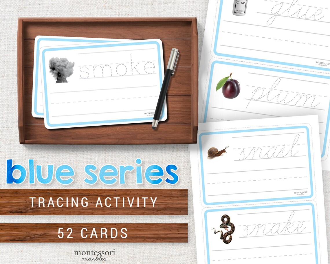 MONTESSORI BLUE Series Tracing Cards Tracing Words - Etsy