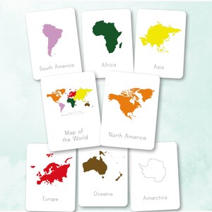 SEVEN CONTINENTS Flash Cards | Montessori Resources, Social Studies ...
