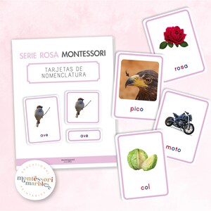 MONTESSORI SERIE ROSA Tarjetas De Nomenclature | Spanish Nomenclature ...