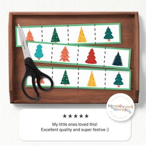 CHRISTMAS Cutting Strips, Fine Motor Activity for Montessori at Home ...
