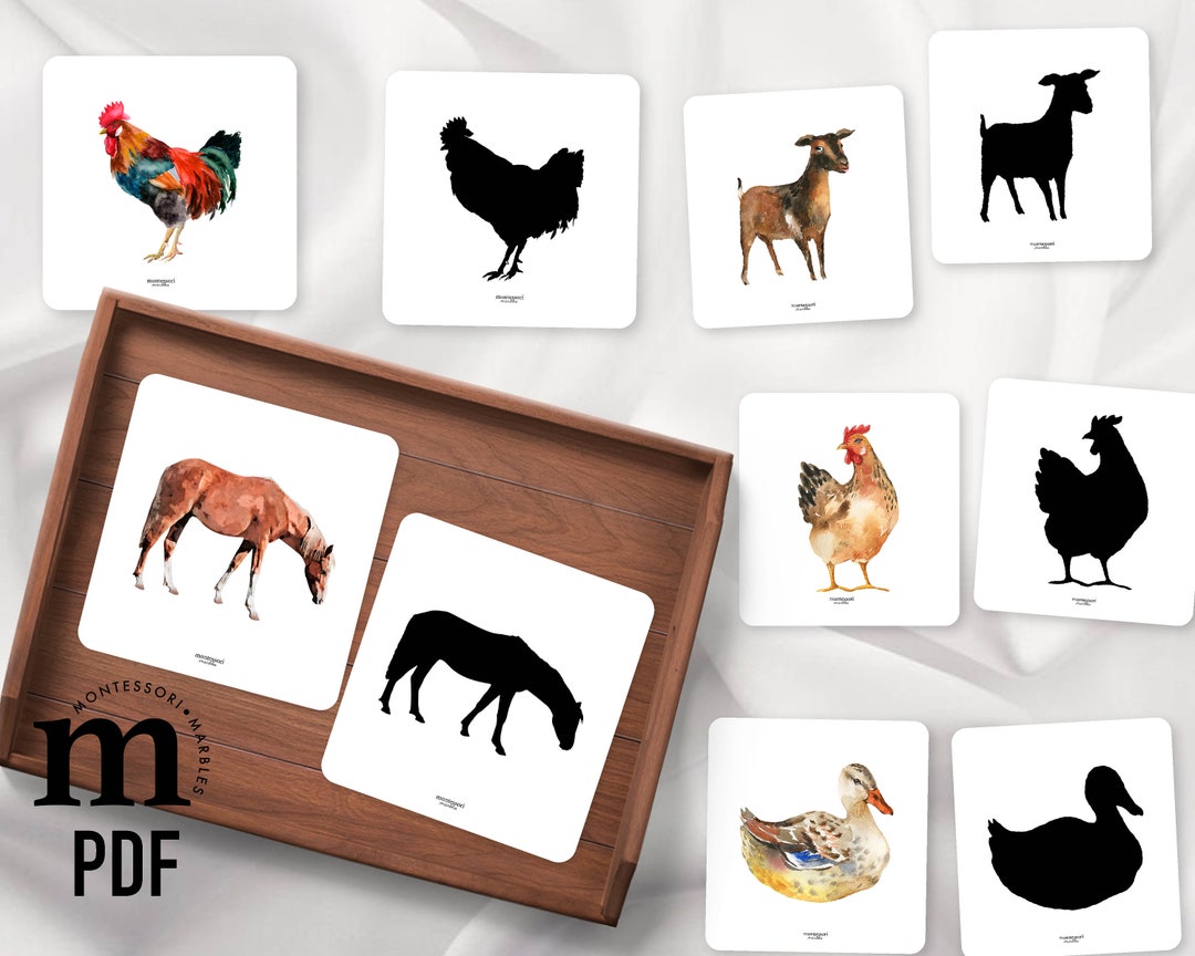 FARM ANIMALS Shadow Matching Silhouette Matching Montessori - Etsy