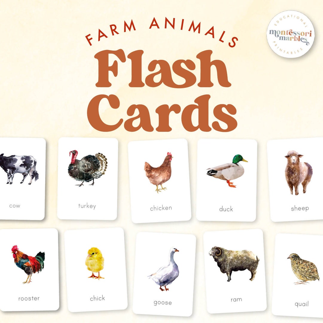 FARM ANIMALS Flash Cards | Montessori Inspired Printable Resources ...