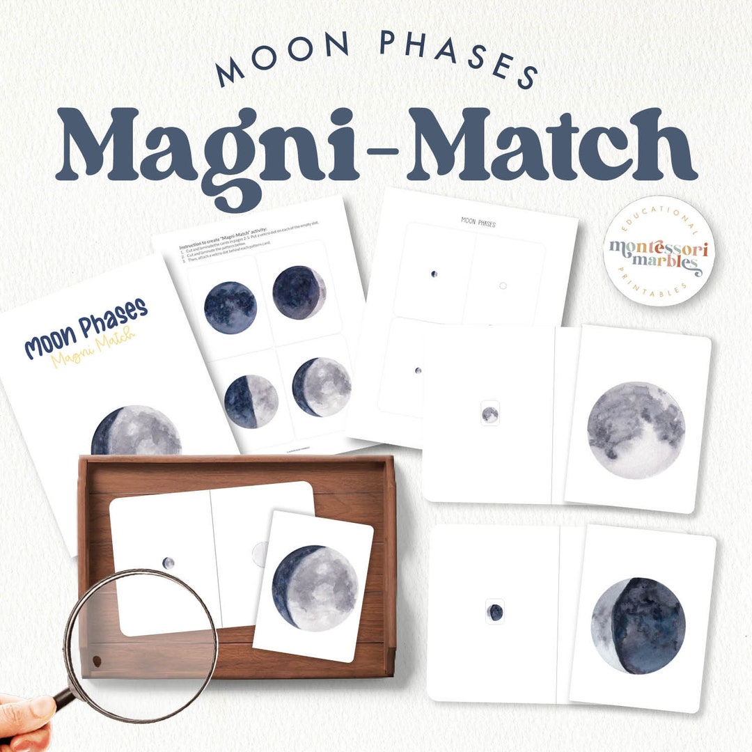 Moon Phases Matching Game | Montessori Science | Lunar Cycle Elementary ...
