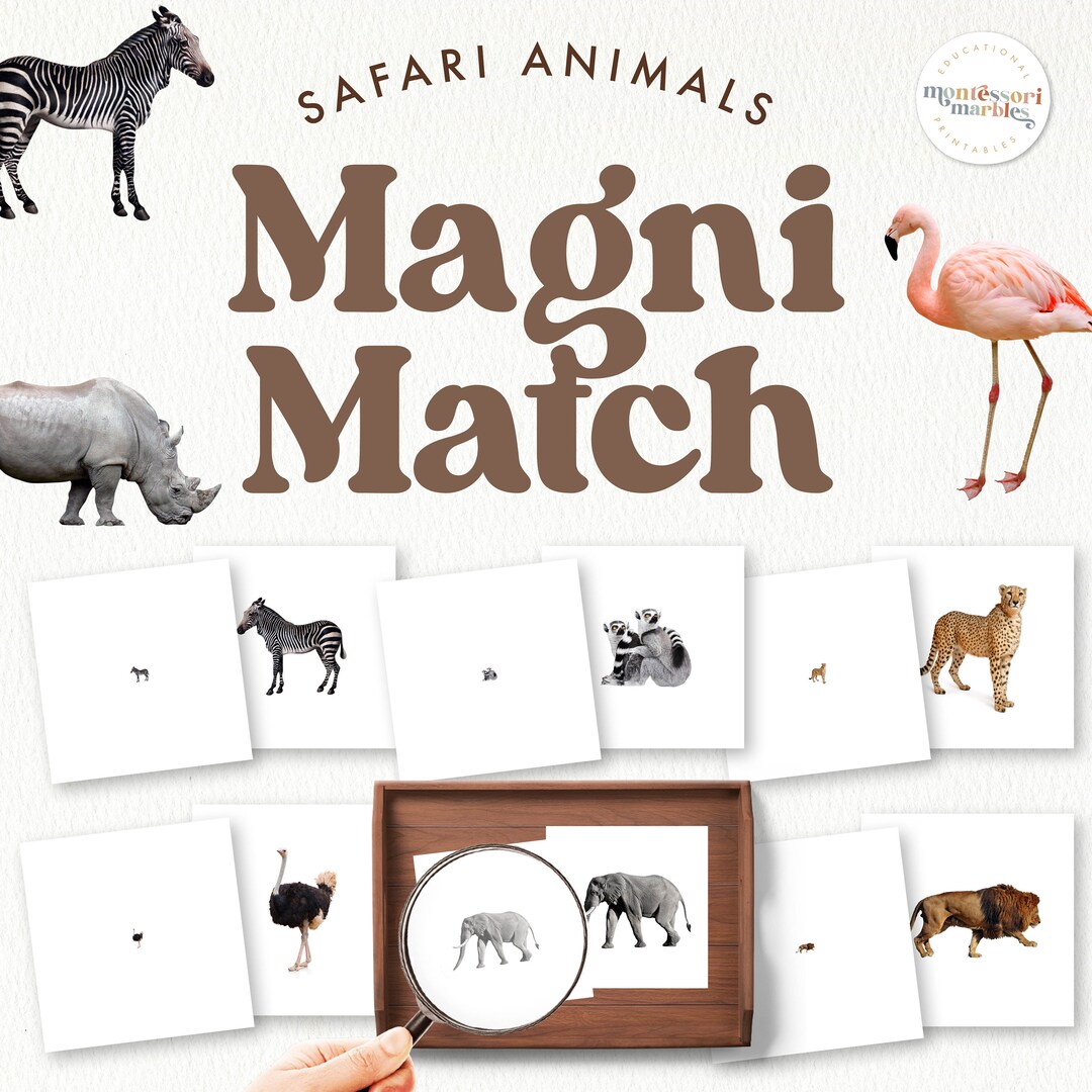 SAFARI ANIMALS Magnifying Matching Game | Montessori at Home Using ...