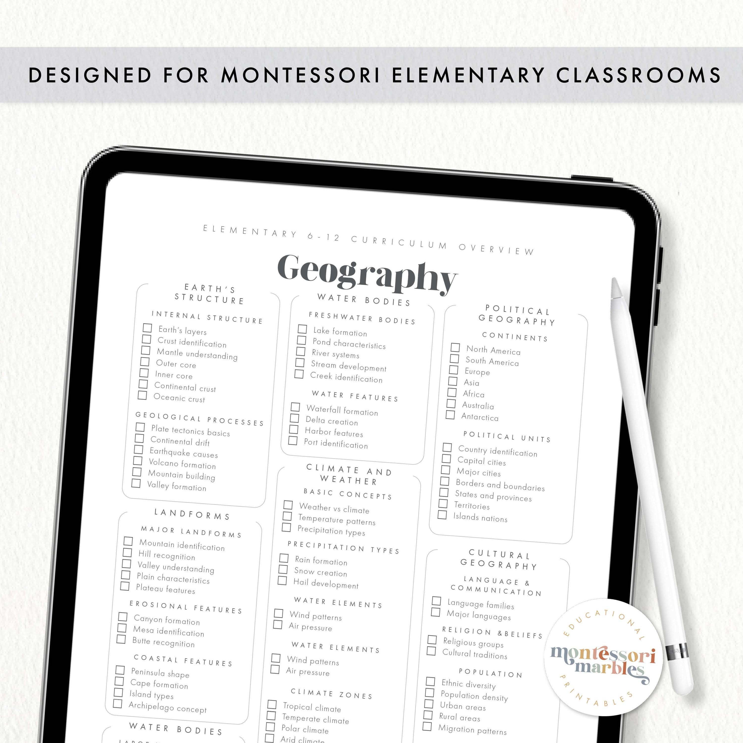 Montessori 6-12 Curriculum Checklist | Elementary Homeschool Progress ...