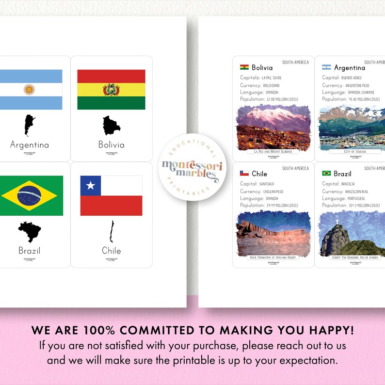 Countries and Flags Flash Cards | Watercolor Landmarks | Montessori ...