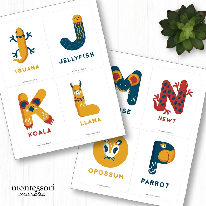Alphabet ABC Flash Cards Animal Theme Printable for Preschool - Etsy