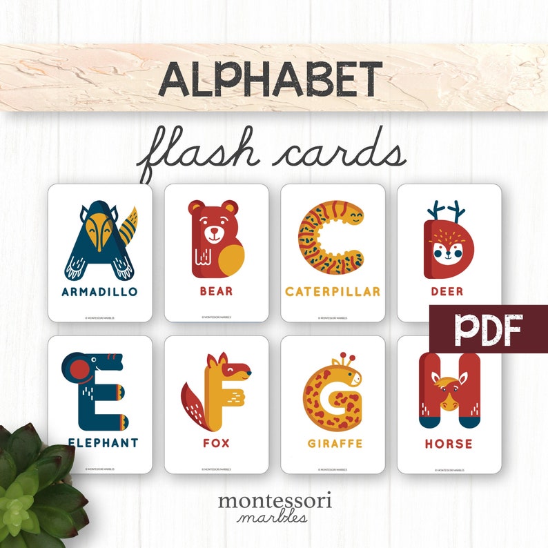 Alphabet ABC Flash Cards Animal Theme Printable for Preschool - Etsy