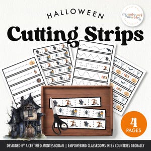 HALLOWEEN Cutting Strips for Prek Preschool Kindergarten Homeschool ...