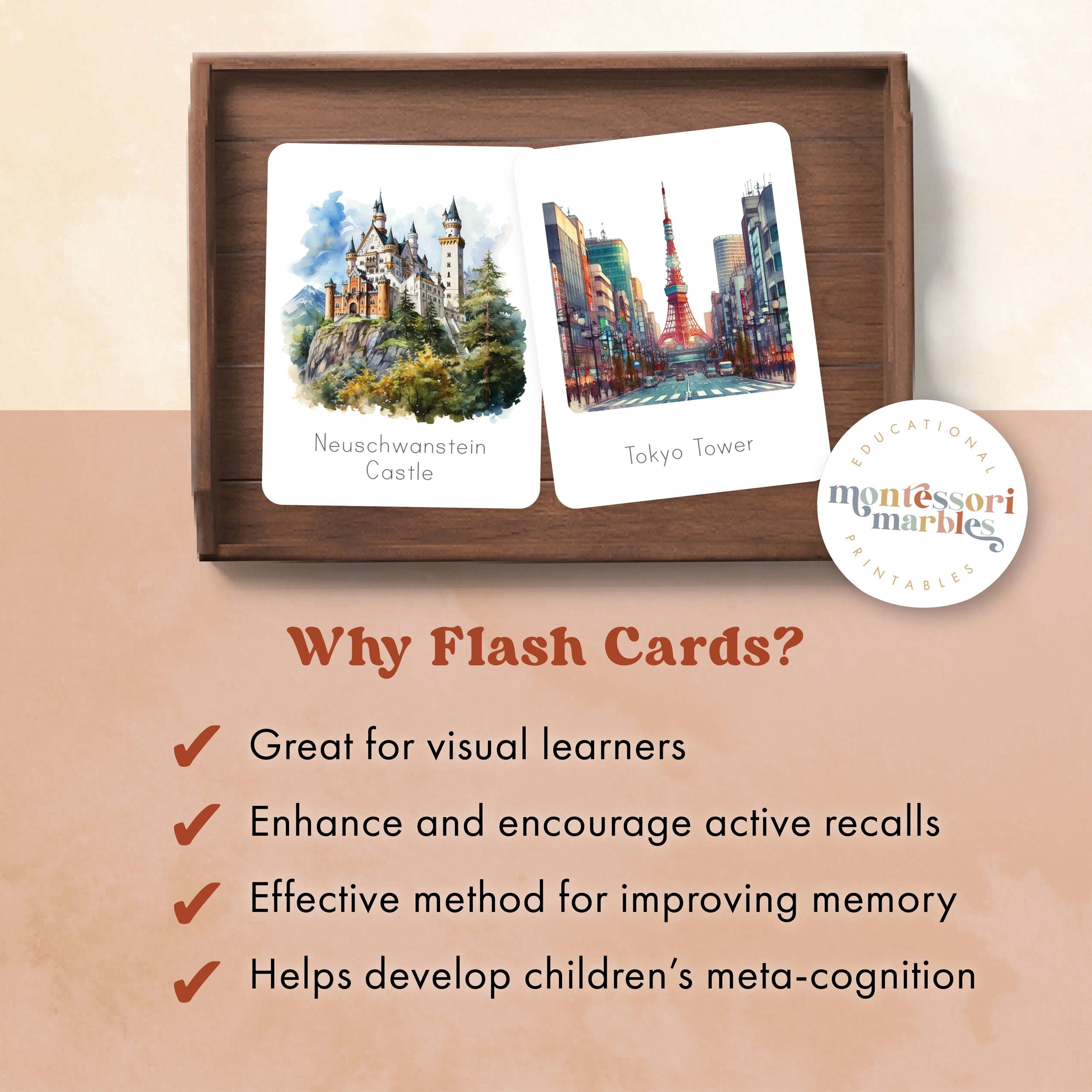 Landmarks Flash Cards | Montessori Global Geography Learning | World ...
