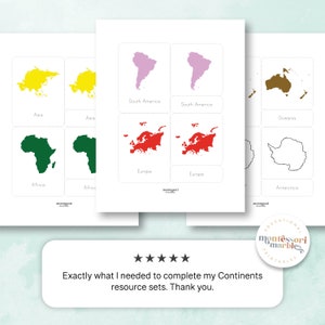 SEVEN CONTINENTS Nomenclature Cards Montessori Learning Resources for ...