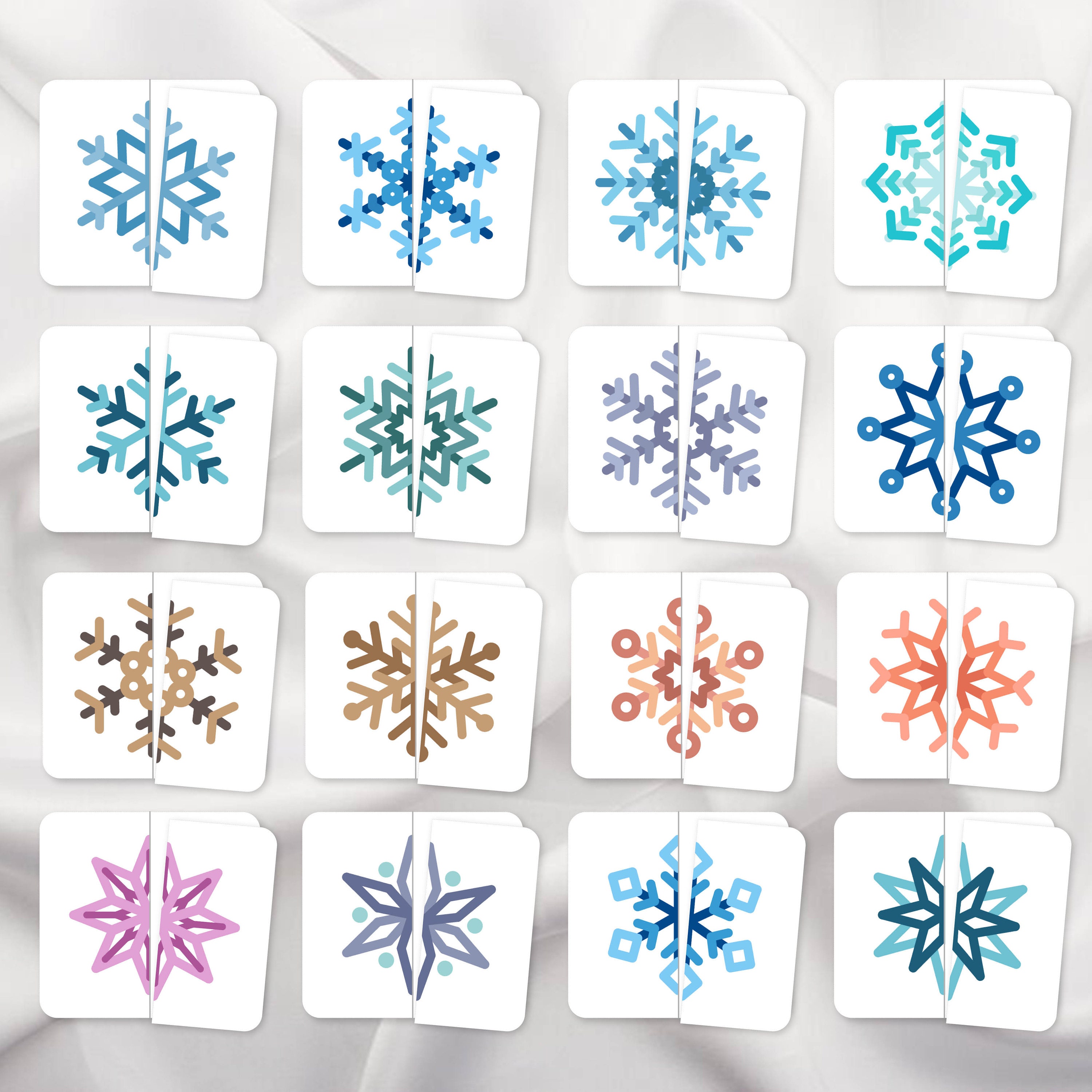 WINTER Complete the Snowflakes Symmetry Puzzles Montessori - Etsy