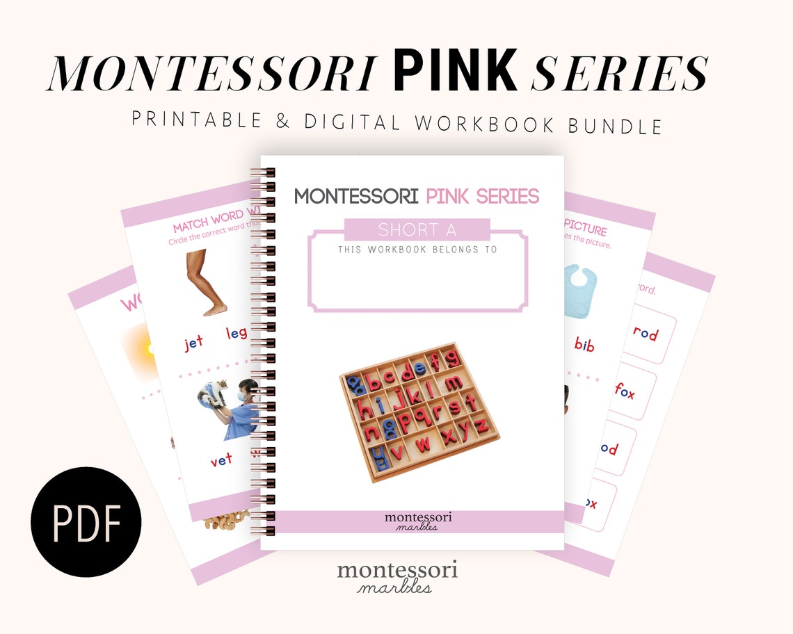 BUNDLE Montessori Pink Series Workbooks Short A E I O U CVC | Etsy