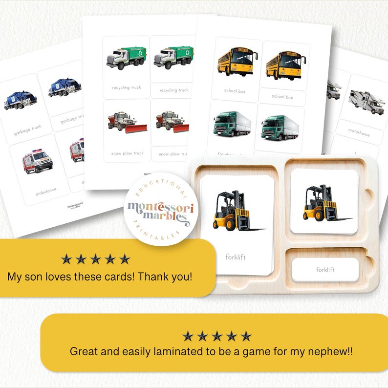 Truck Construction Vehicles Nomenclature Cards | Montessori Cultural ...