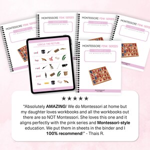 BUNDLE Montessori Pink Series Workbooks, Short A E I O U, CVC Words for ...