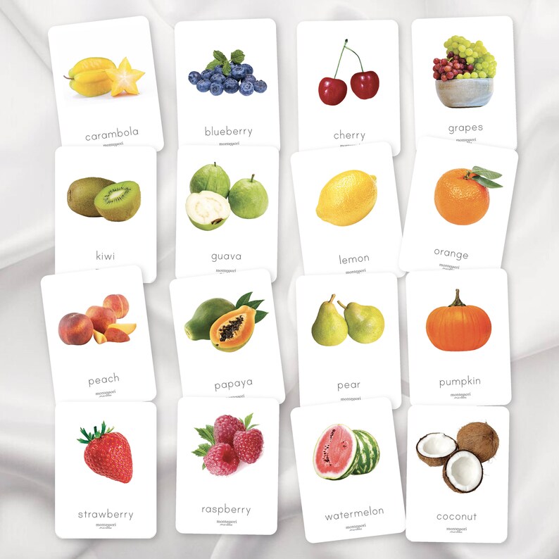 FRUITS Flash Cards Montessori Inspired Resources With Real - Etsy