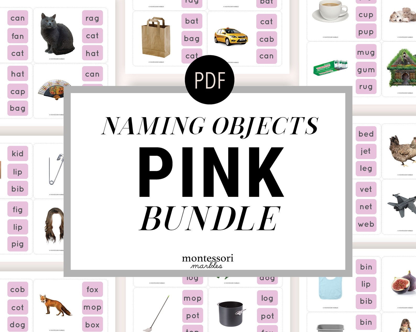BUNDLE PACK Montessori Pink Series Name the Objects Short - Etsy