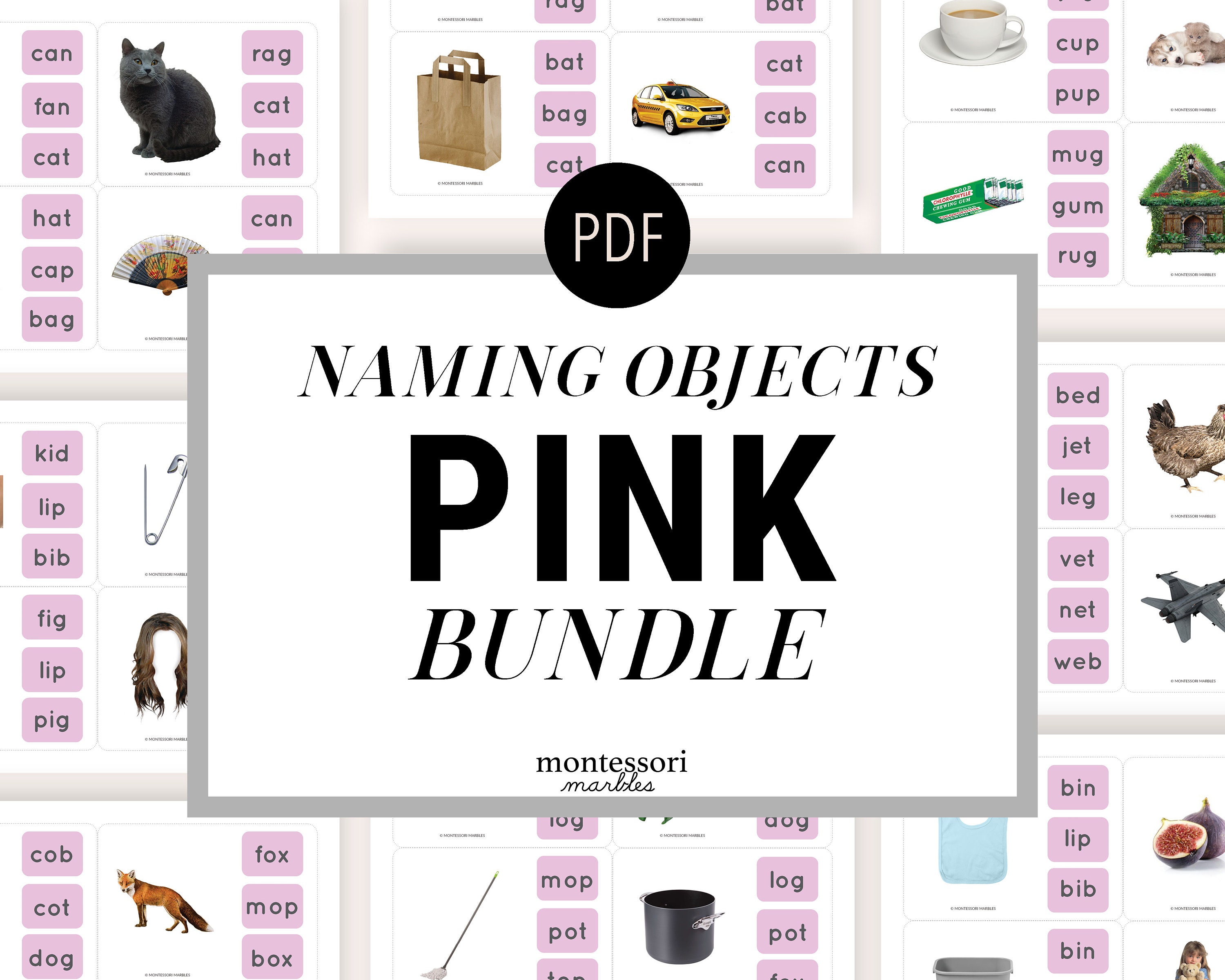 BUNDLE PACK Montessori Pink Series Name the Objects Short - Etsy