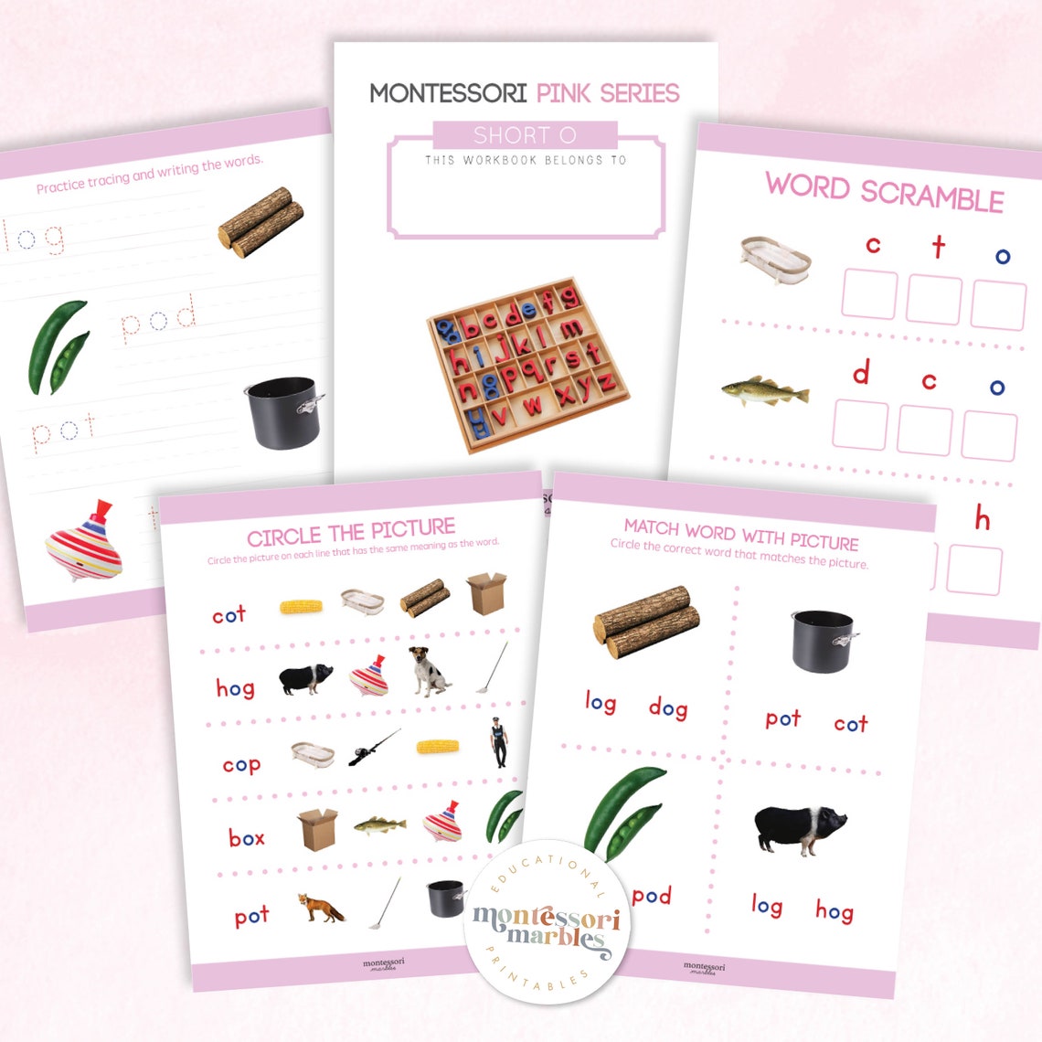 Pink Series Workbook Bundle | Montessori Language | CVC Words Reading ...