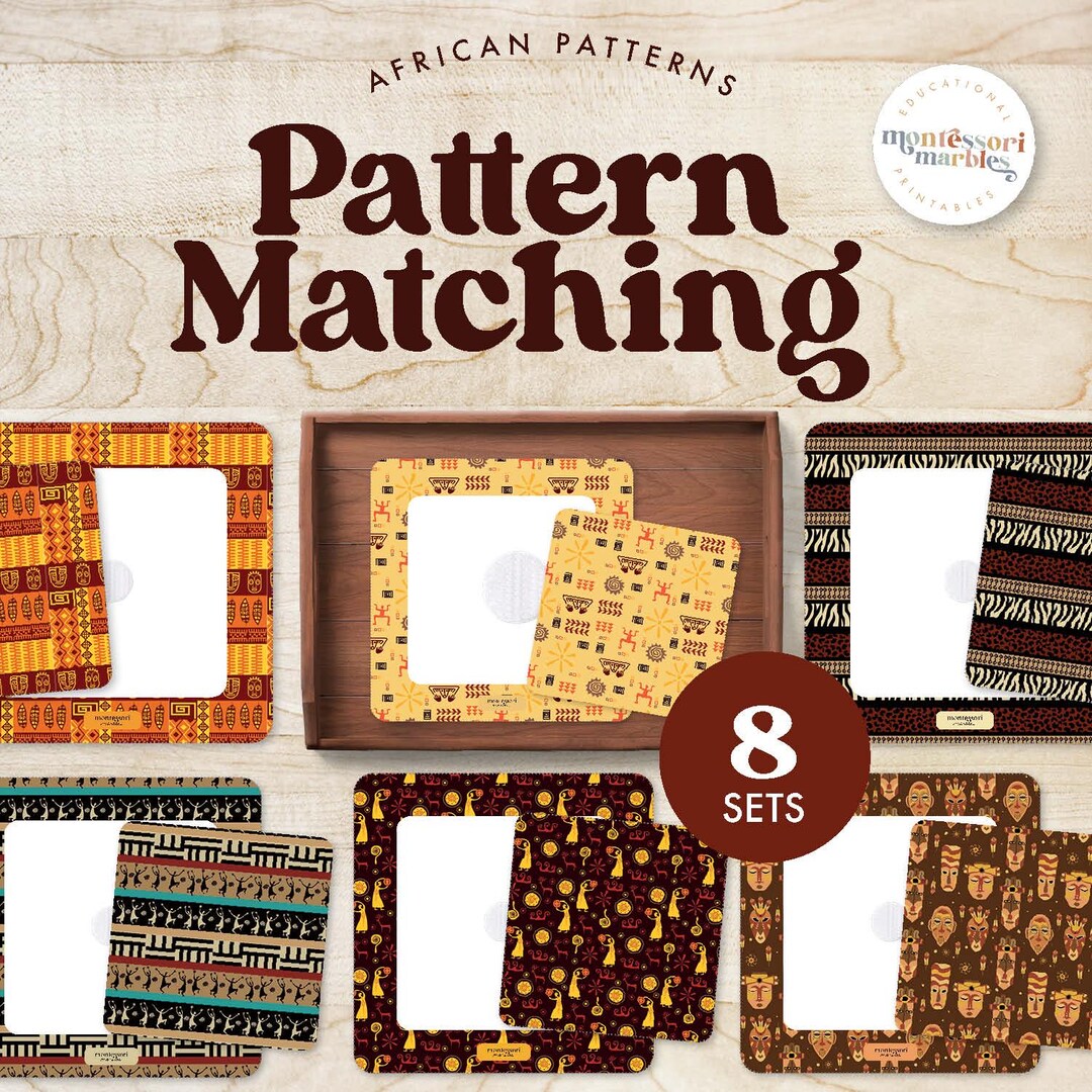 AFRICAN Folk Patterns | Montessori Inspired Matching Puzzle Activity ...