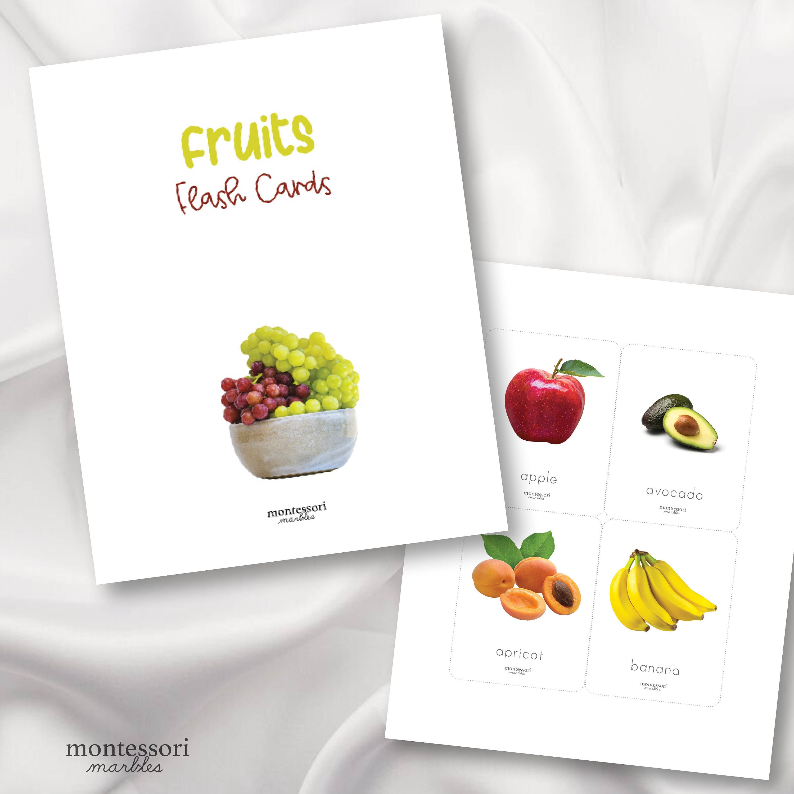 FRUITS Flash Cards Montessori Inspired Resources With Real - Etsy