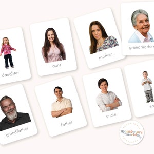 FAMILY Flash Cards | Montessori Printable With Real Pictures | Learning ...