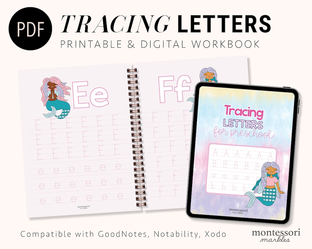 PRE-K Mermaids Summer Workbook Tracing Letters for Preschool - Etsy