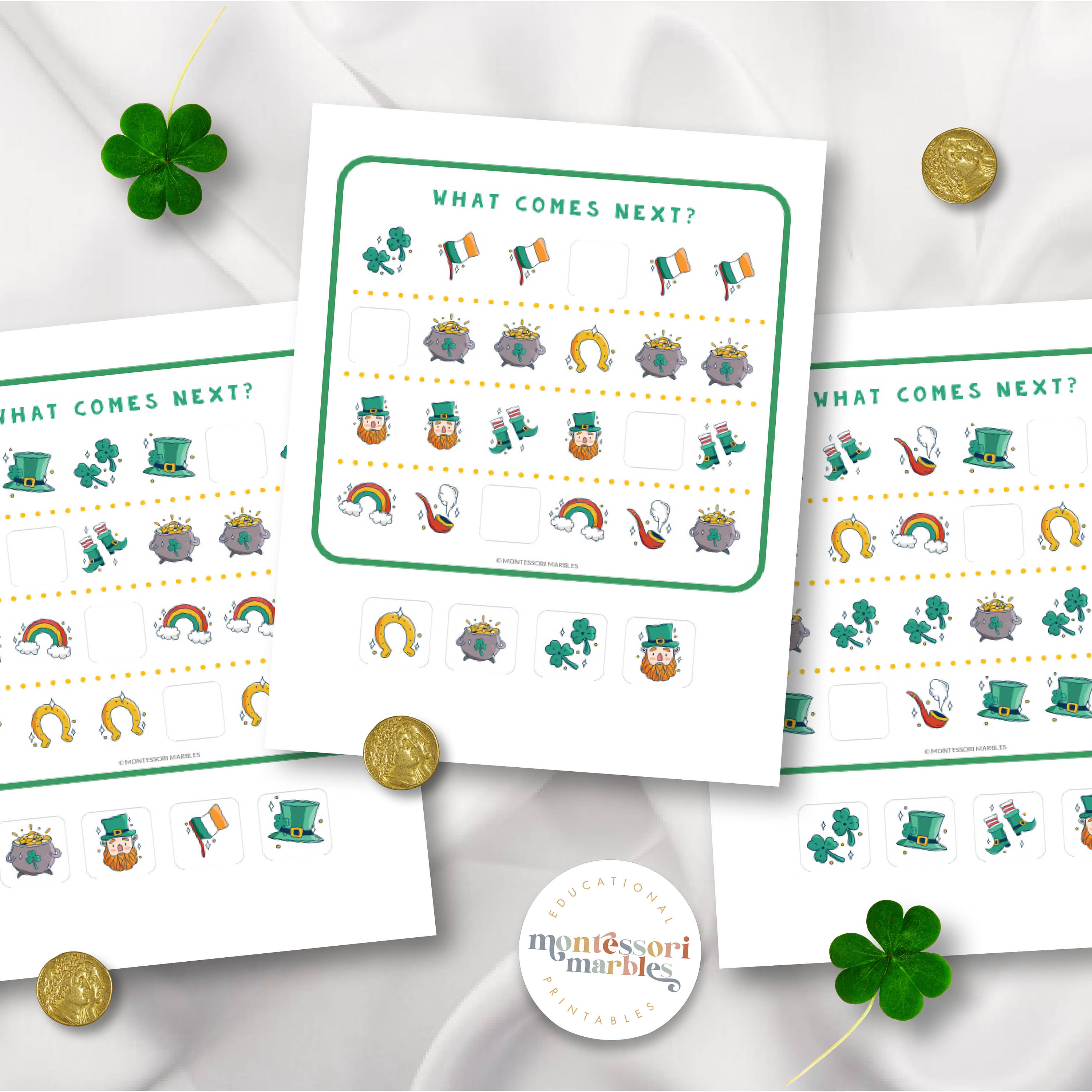 ST PATRICK'S DAY Complete the Patterns, Pattern Sequencing, Montessori ...