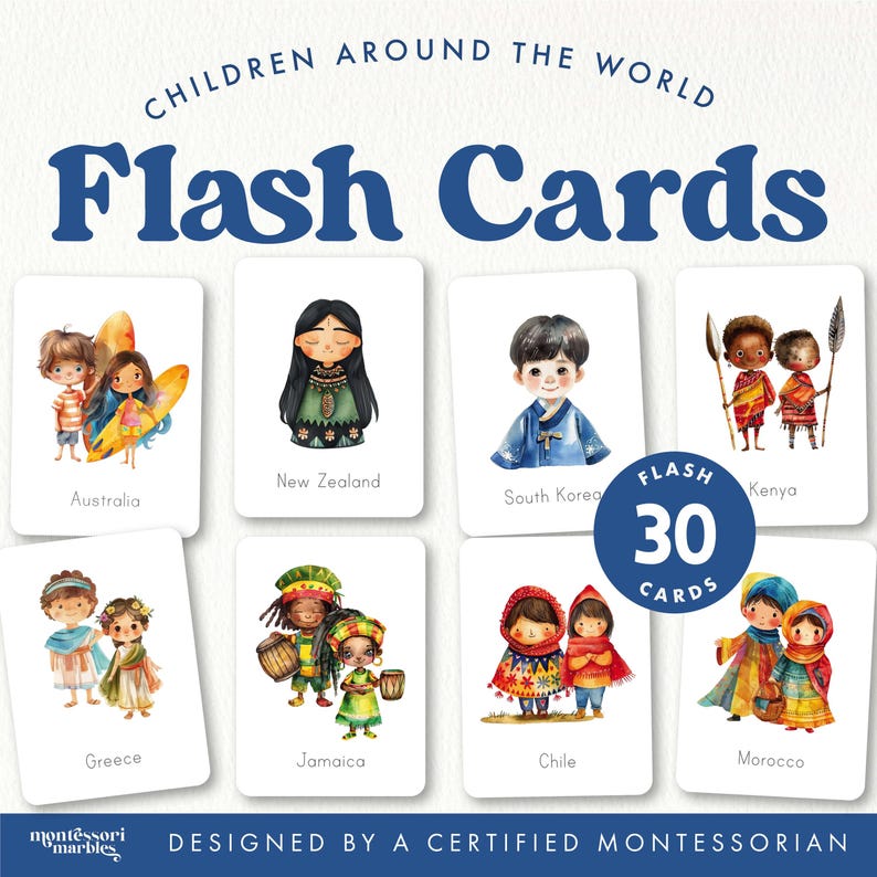 Children Around the World Flash Cards | Montessori Cultural Diversity ...