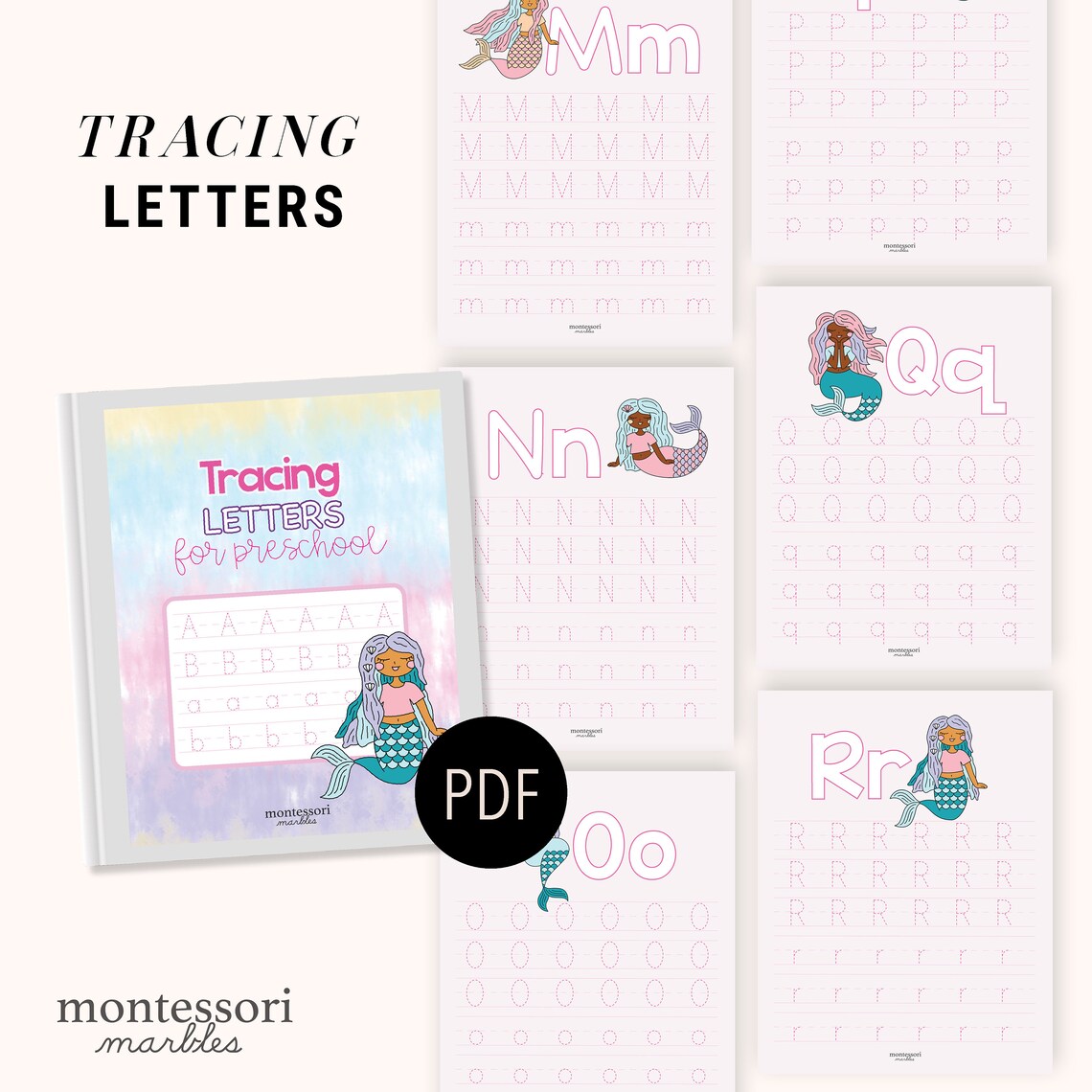 PRE-K Mermaids Summer Workbook Tracing Letters for Preschool - Etsy