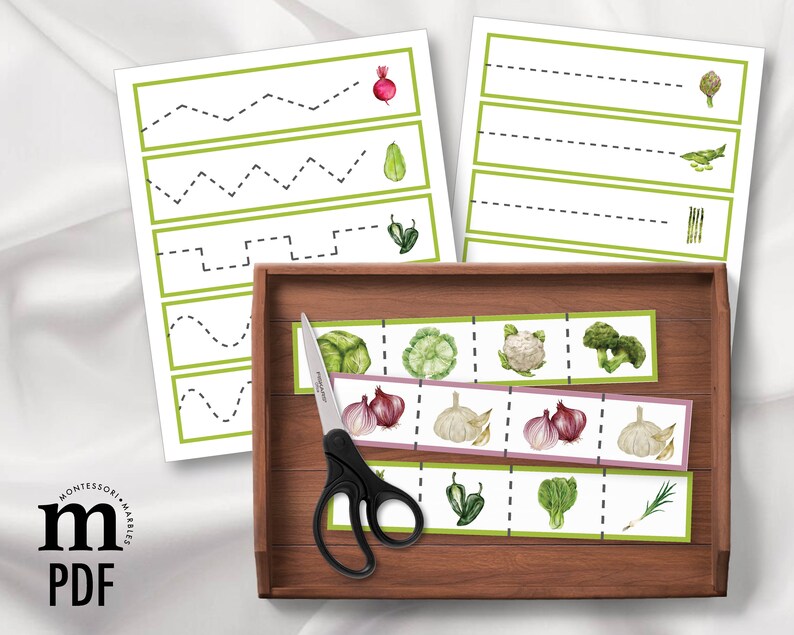 VEGETABLE Cutting Strips for Prek and Kindergarten - Etsy