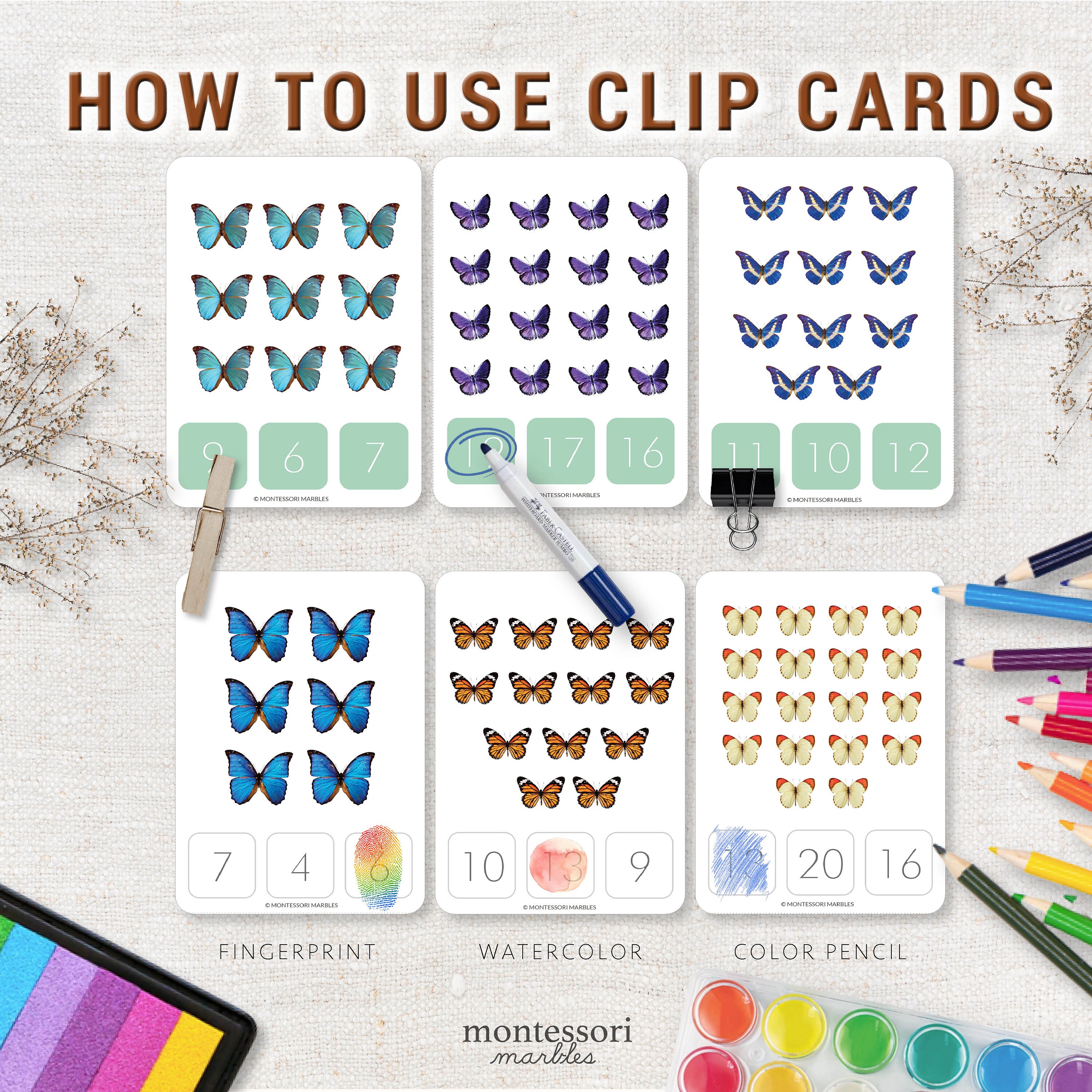 BUTTERFLY Counting 1 to 20 Kindergarten Math Learn to Count - Etsy