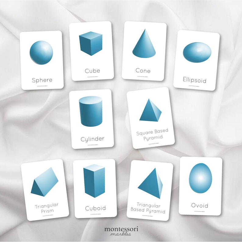 3D SHAPES Montessori Nomenclature Cards Geometric Solids - Etsy