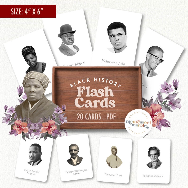 Black History Flash Cards | Famous African Americans | Montessori ...