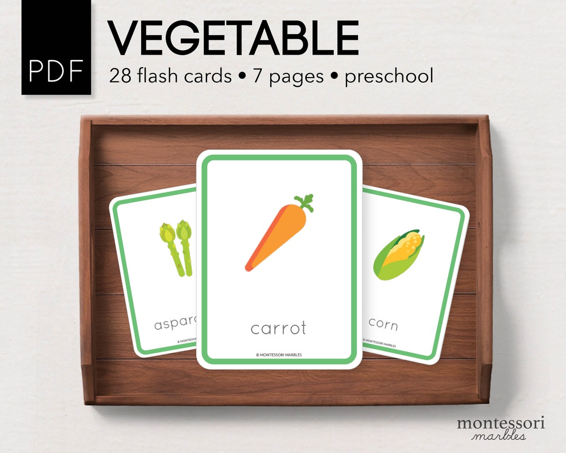 VEGETABLE Flash Cards Montessori Resources Preschool Prek | Etsy