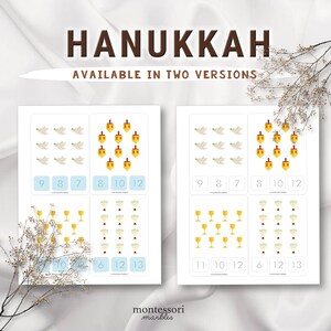 HANUKKAH Counting Flash Cards, Montessori Math Prek Clip Card Activity ...
