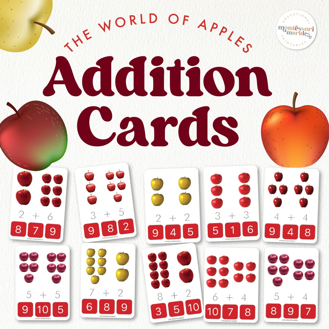 Apple Addition Clip Cards: Montessori Math (digital Download) - Etsy