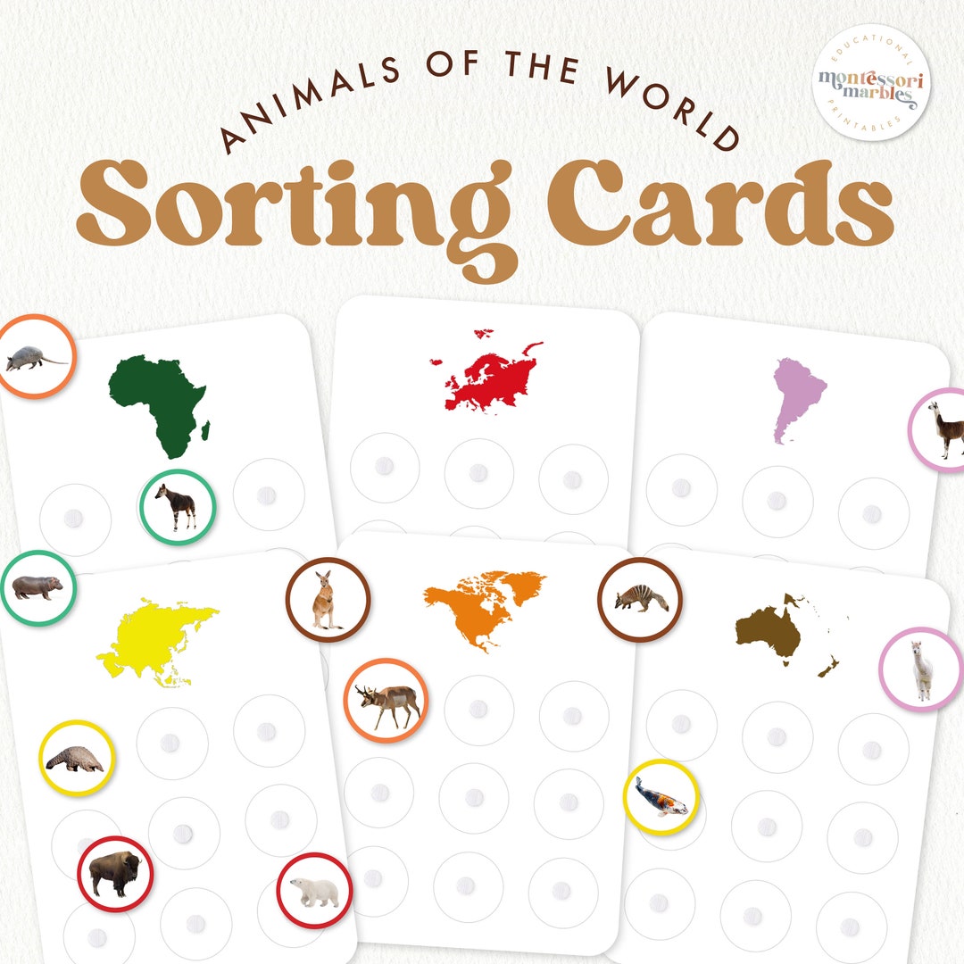 ANIMALS AND CONTINENTS Sorting Cards | Geography-based Animals Activity ...