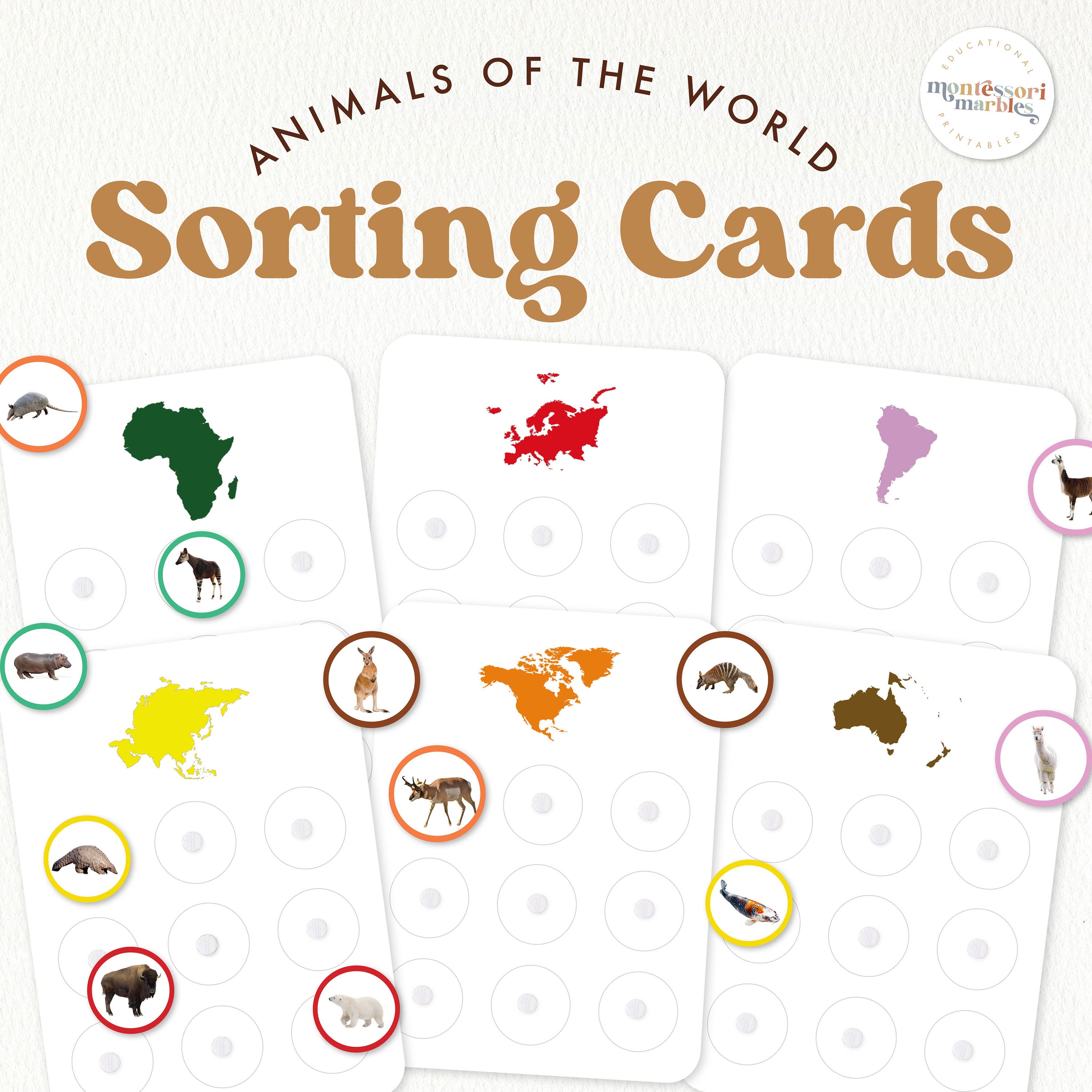 ANIMALS AND CONTINENTS Sorting Cards Geography-based Animals Activity ...