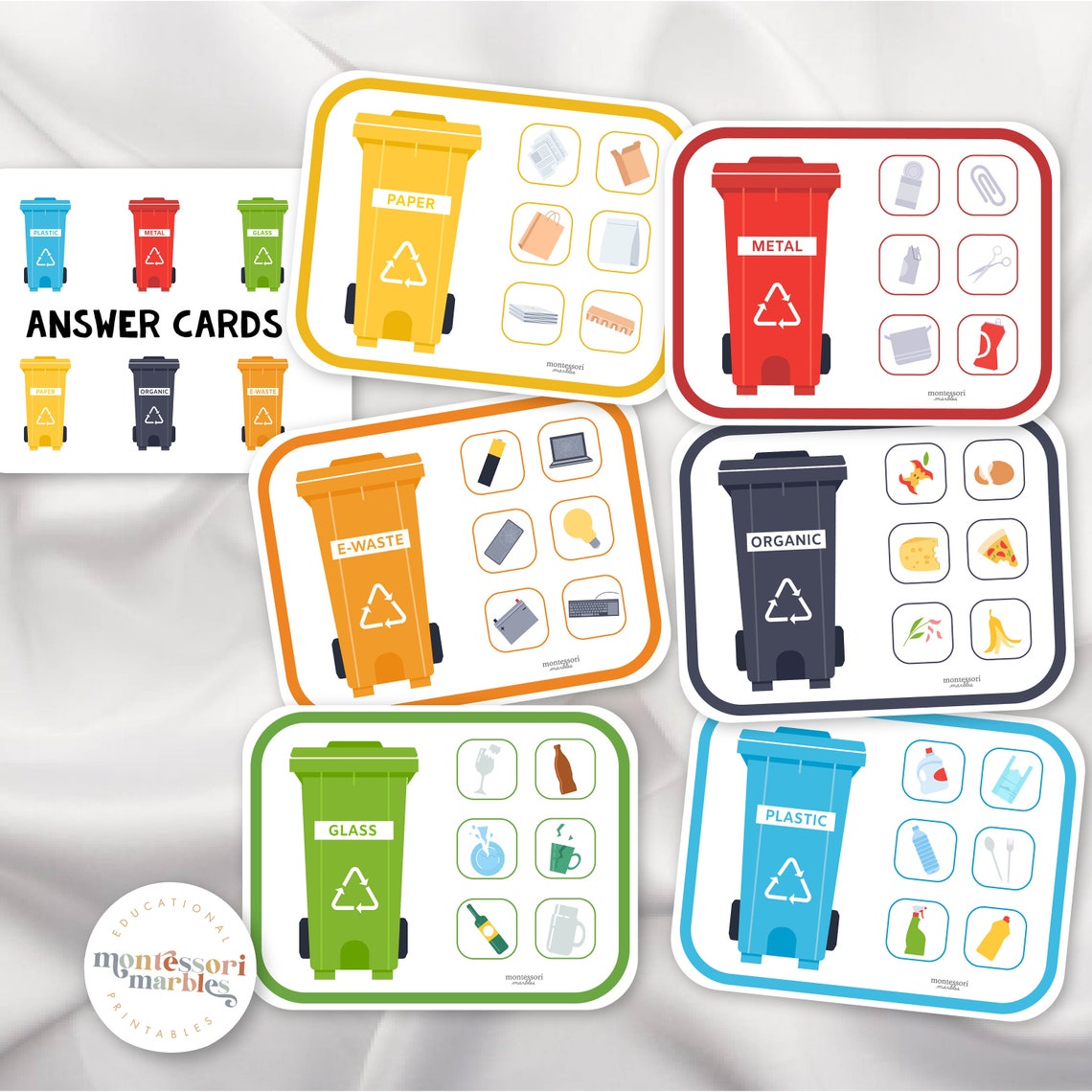 EARTH DAY RECYCLABLE Sorting Cards | Montessori Inspired Printable ...