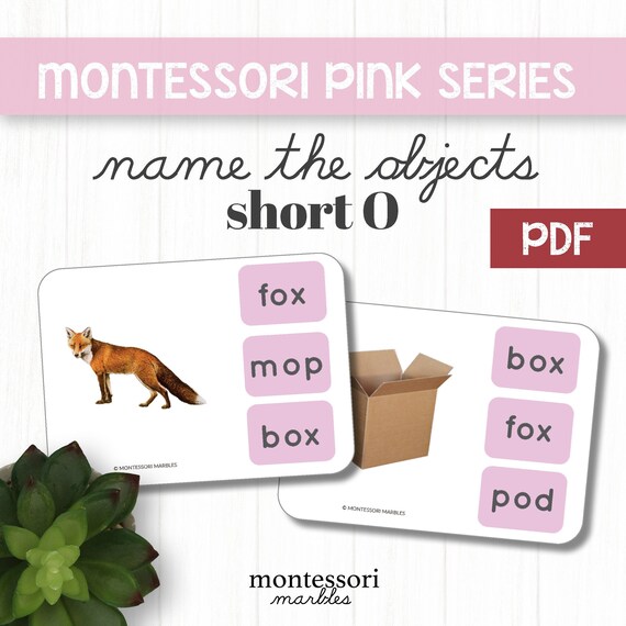 Montessori Pink Series Name the Objects SHORT O Flash Card | Etsy