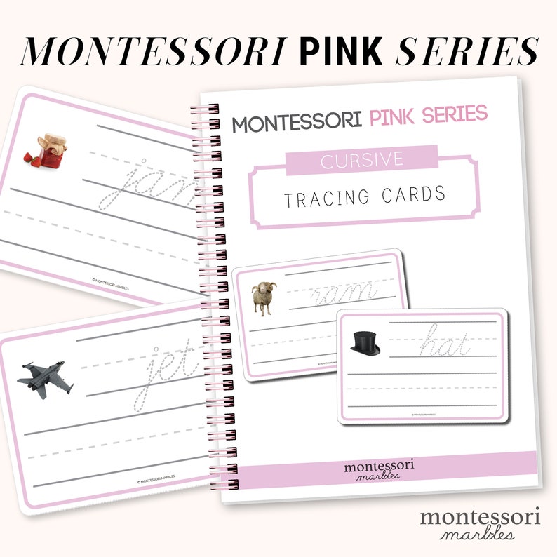 Montessori Pink Series Cursive Tracing Flash Cards Toddlers - Etsy