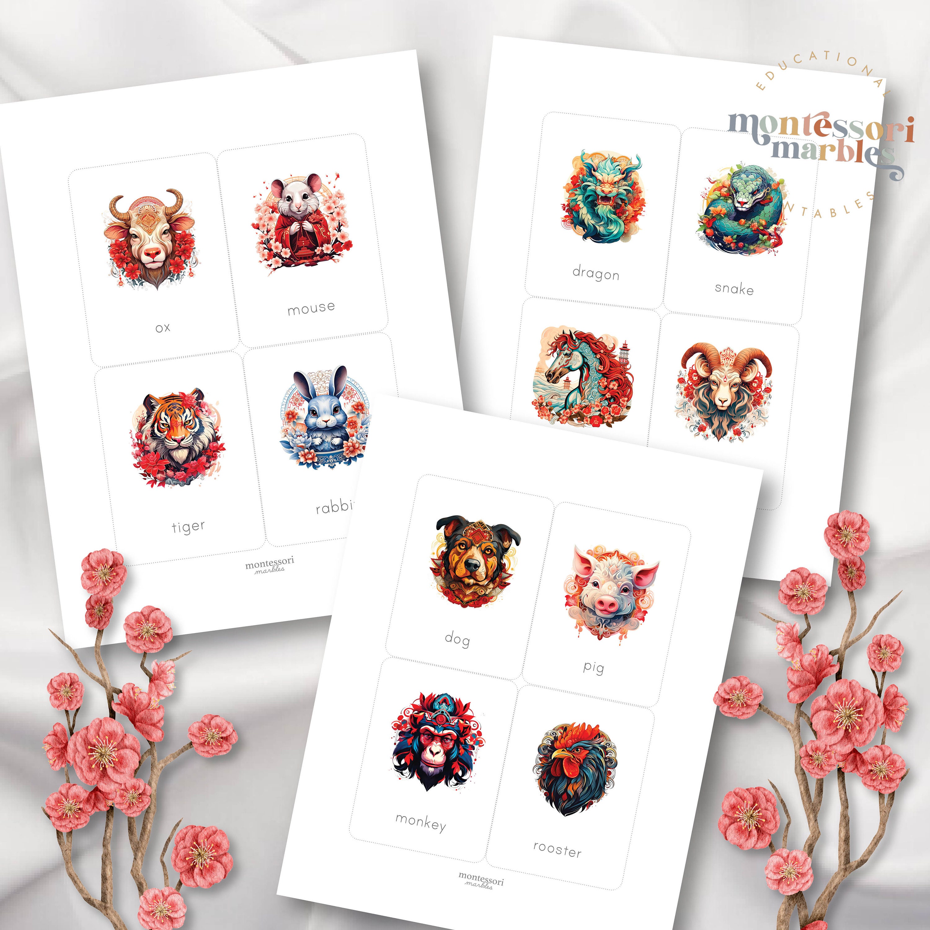 Chinese Zodiac Flash Cards | Montessori Asian Studies | Cultural ...