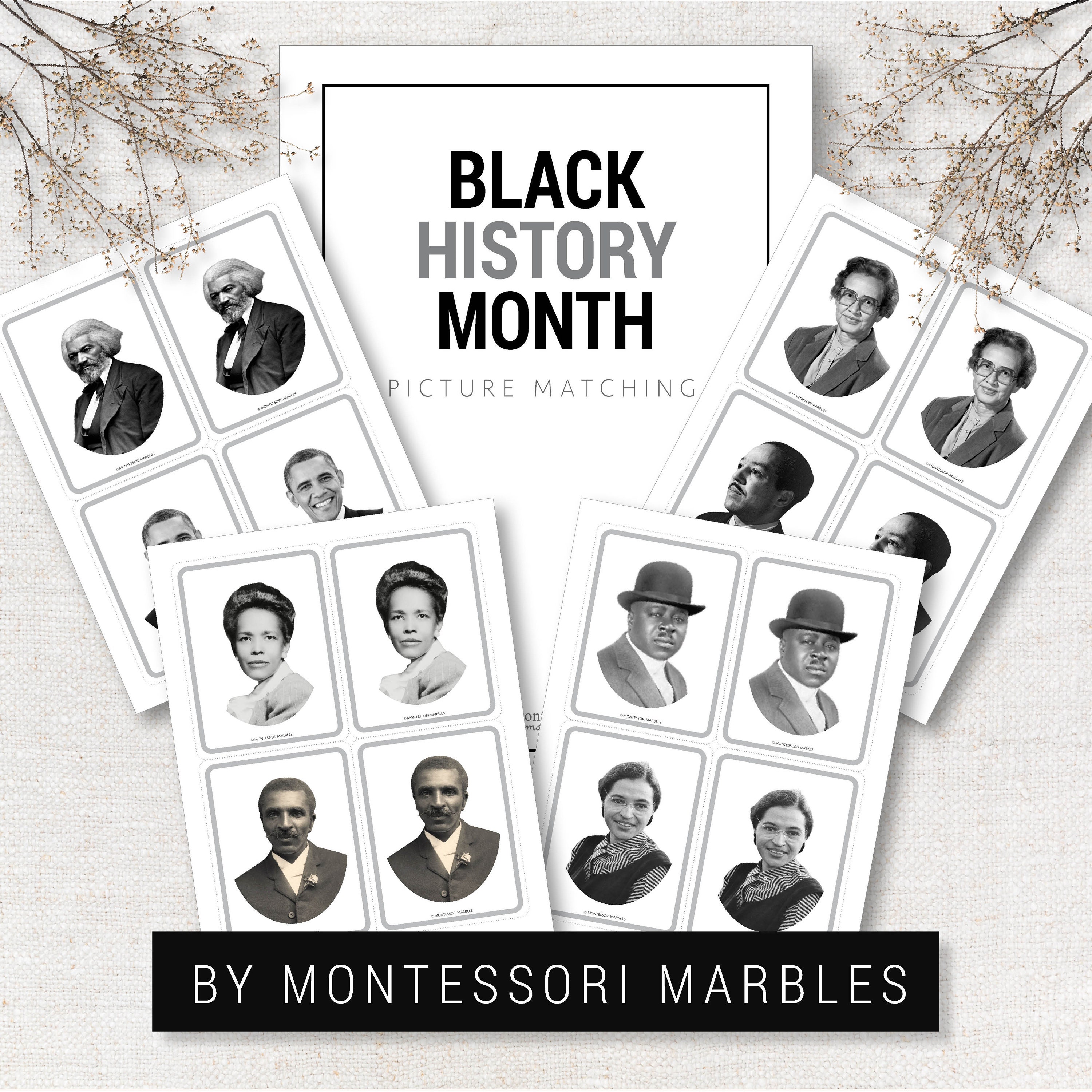 BLACK HISTORY MONTH Matching Picture Cards of Famous African | Etsy